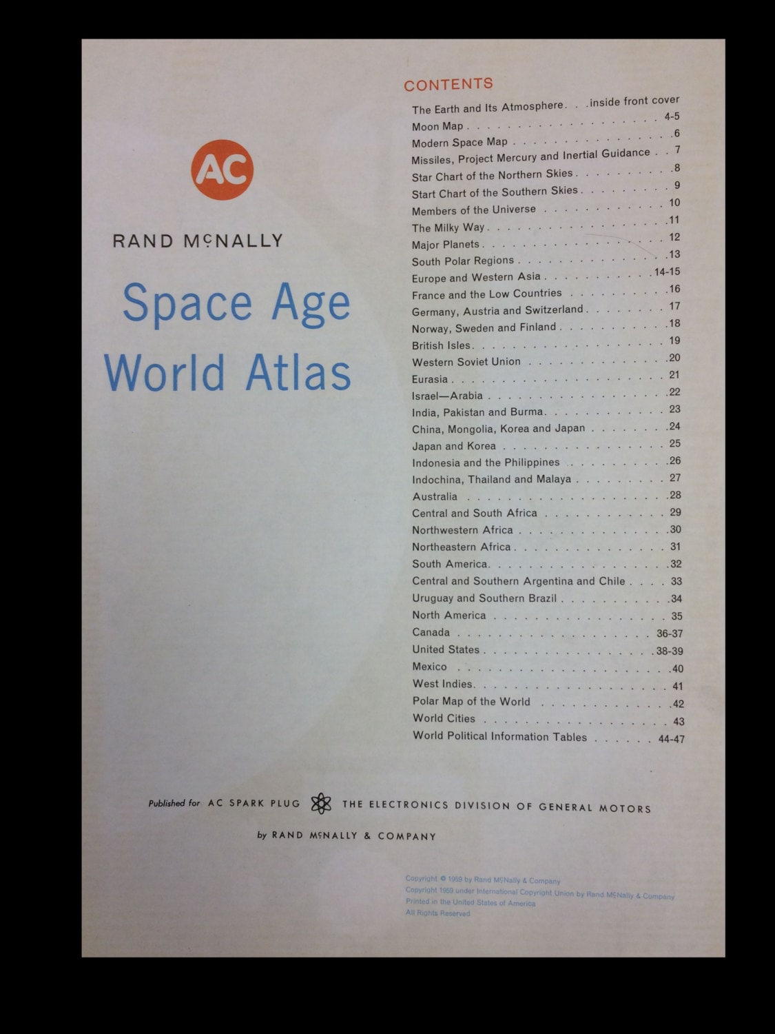 Australia Large Map - 1959 Space Age World Atlas - Antique Rand Mcnally ...