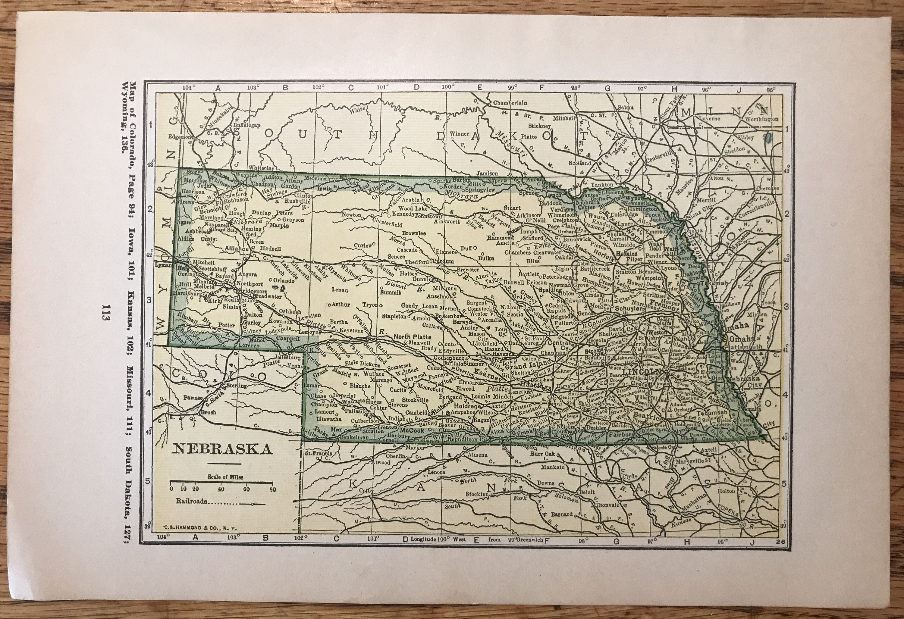 Mapa de Nebraska o mapa de Nevada 1927 el Atlas Resumen literario del ...
