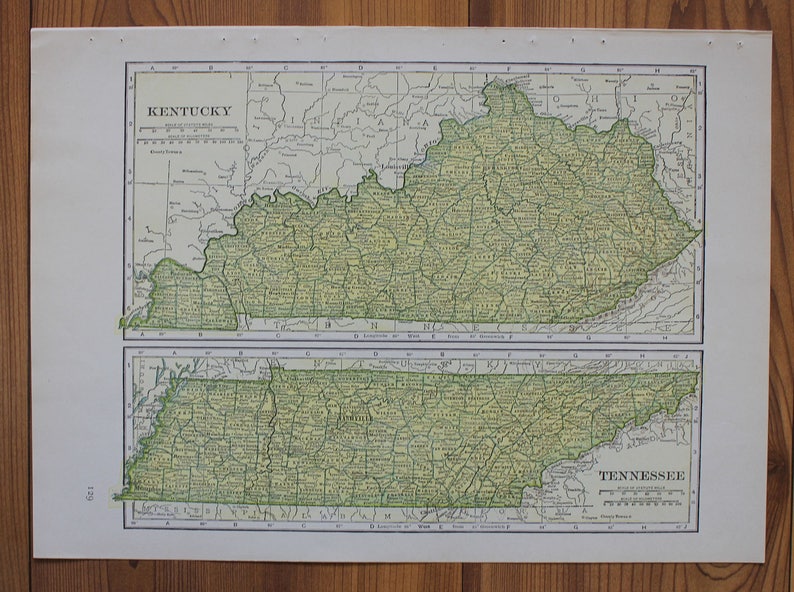 Kentucky & Tennessee or Louisiana Large Map, 1943 Columbia Standard ...