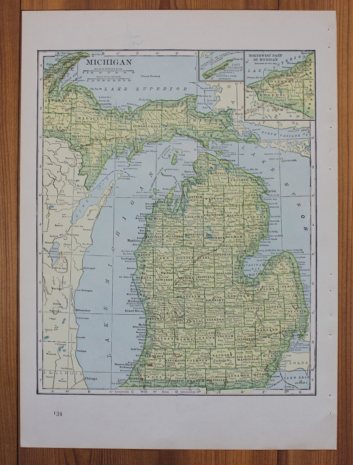 Massachusetts (with Inset of Boston & Vicinity) or Michigan Large Map ...