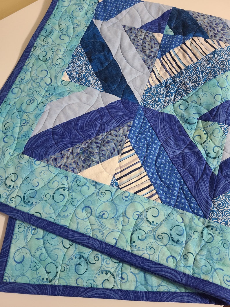Beautiful Blue Baby Quilt, Blue Lover Baby Quilt, Cozy Baby Quilt, Baby ...