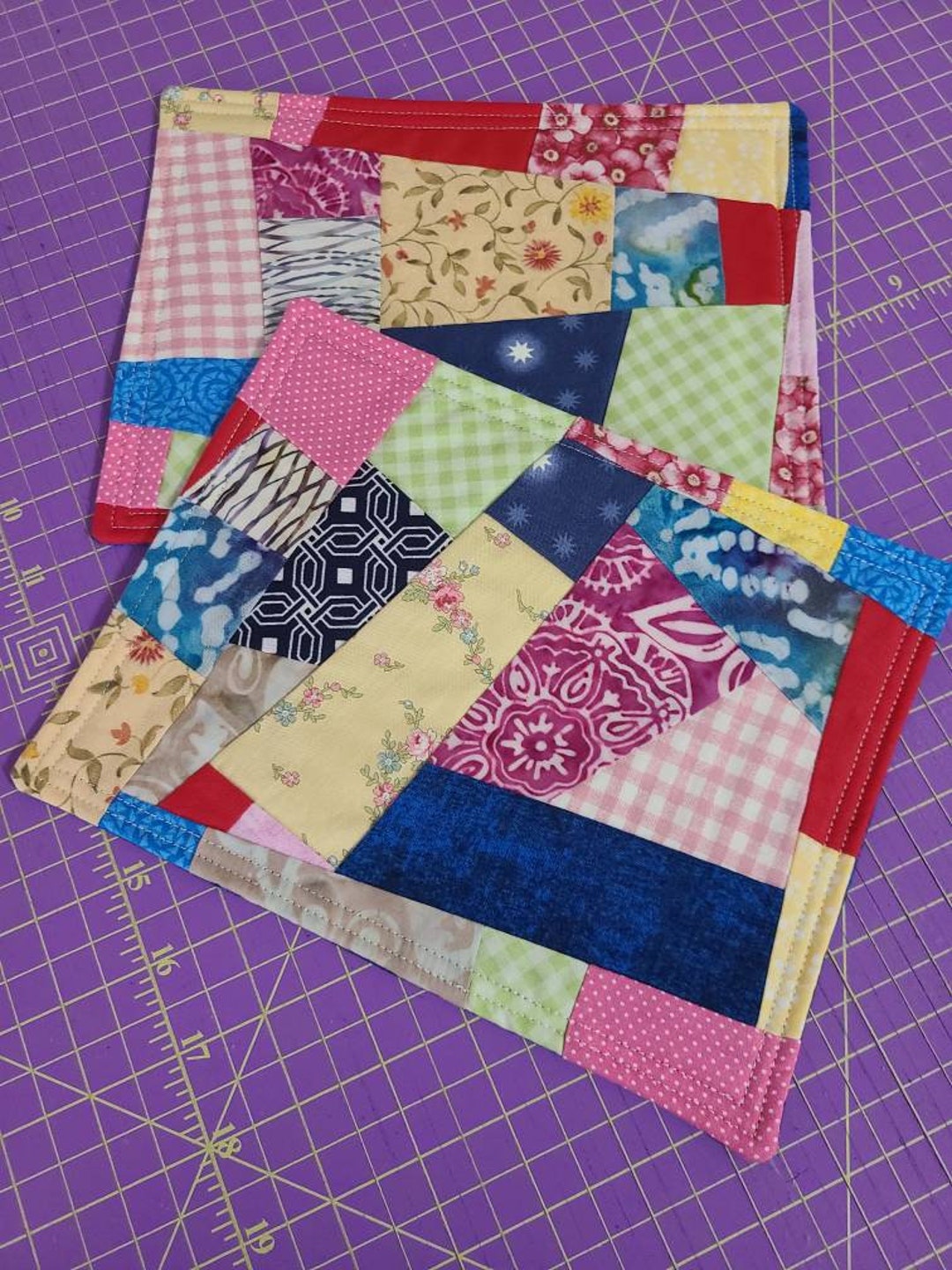 Rug Mug Set of 2, Snack Mat, Desk Mat, Counter Mat, Cotton Rug Mug ...