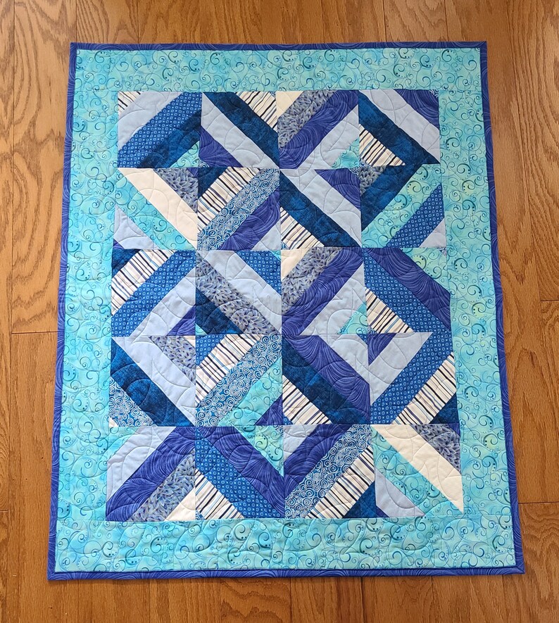 Beautiful Blue Baby Quilt, Blue Lover Baby Quilt, Cozy Baby Quilt, Baby ...