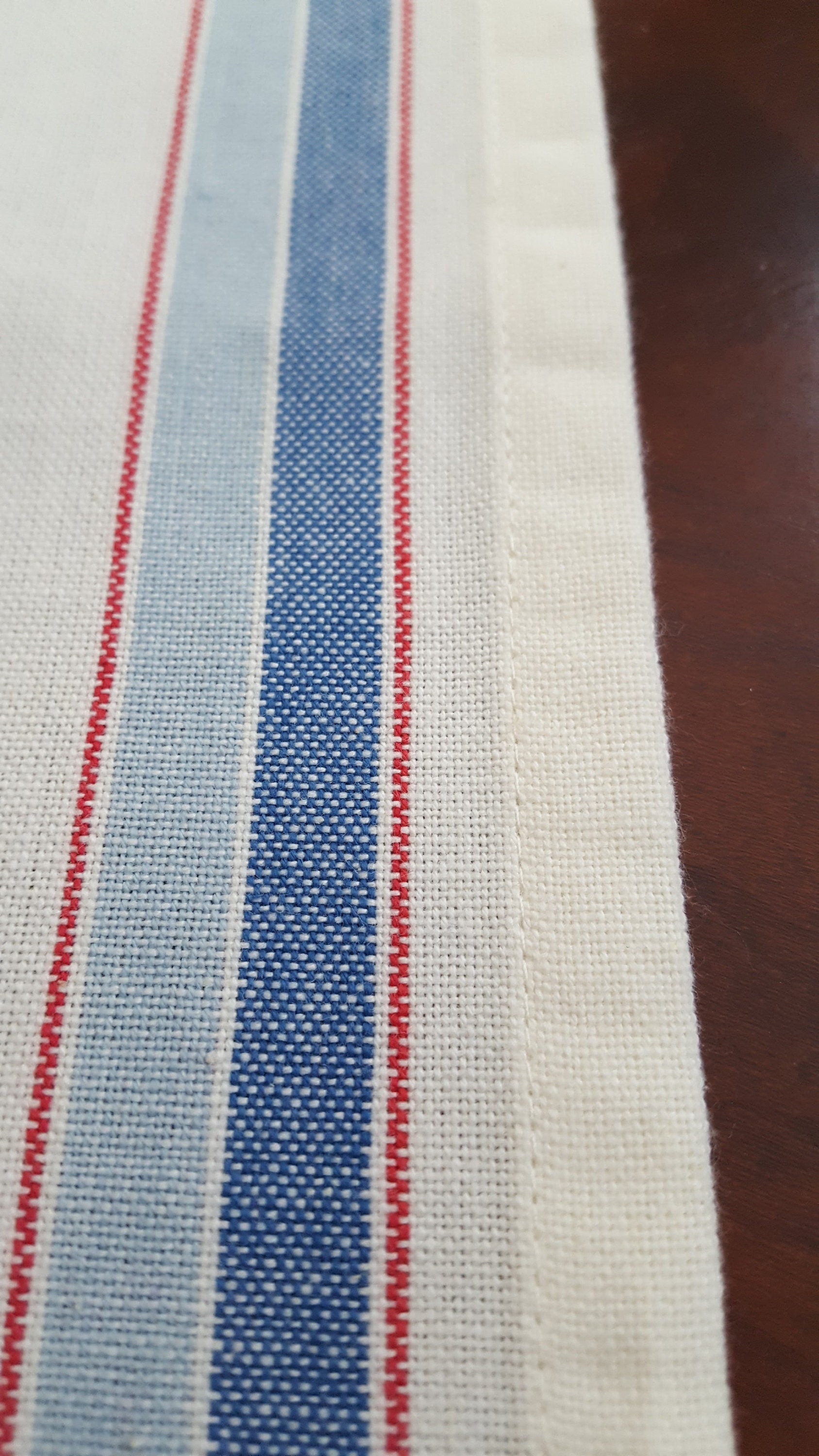 Cream, Blue and Red Table Runner, Farmhouse Table Runner, Casual Table ...