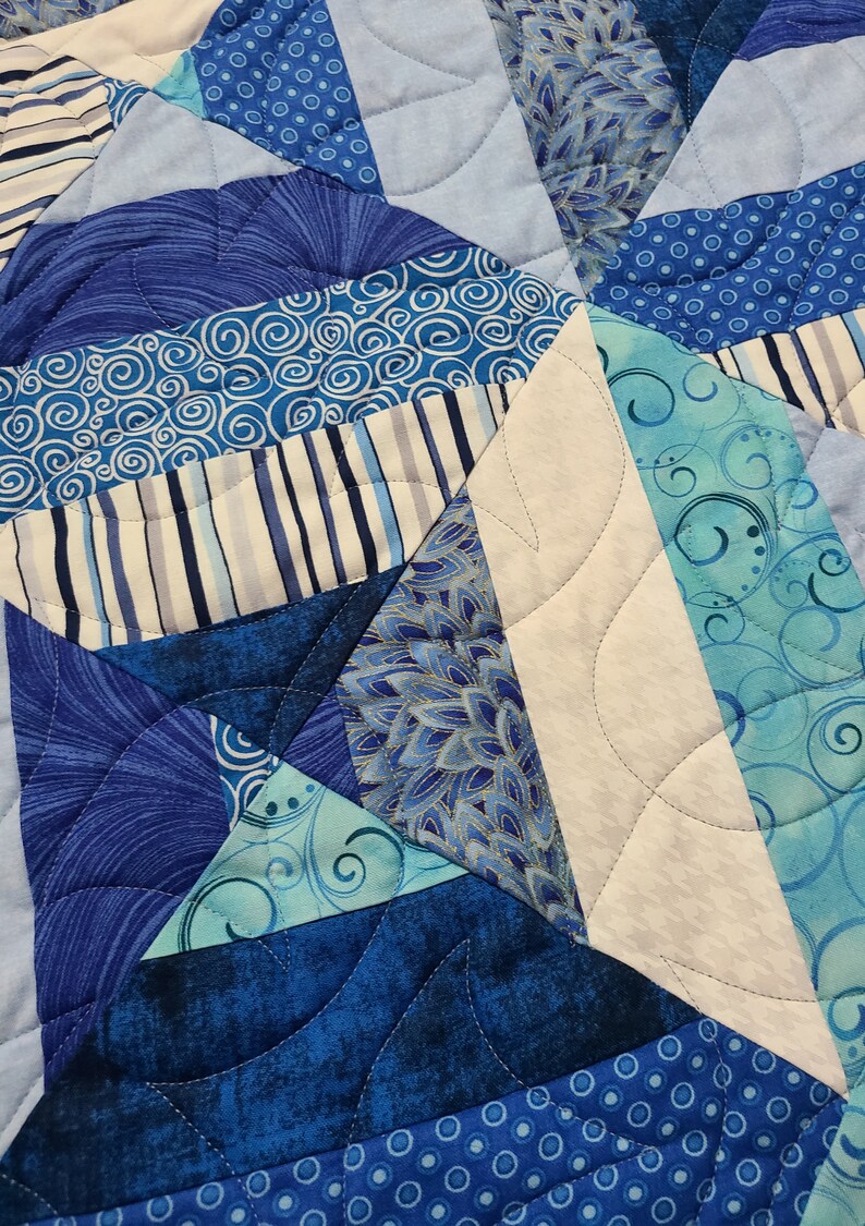 Beautiful Blue Baby Quilt, Blue Lover Baby Quilt, Cozy Baby Quilt, Baby ...