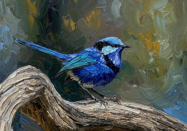 Fairy Wren Wall Art, Australian Bird Digital Print, Blue Bird Decor - Etsy