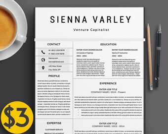 Professional 3 Page Resume Template / CV Cover Letter A4 & US - Etsy