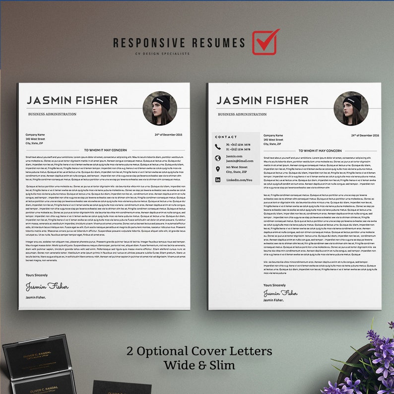 Professional 2 Page Resume Template / CV, Cover Letter A4 & US Letter ...