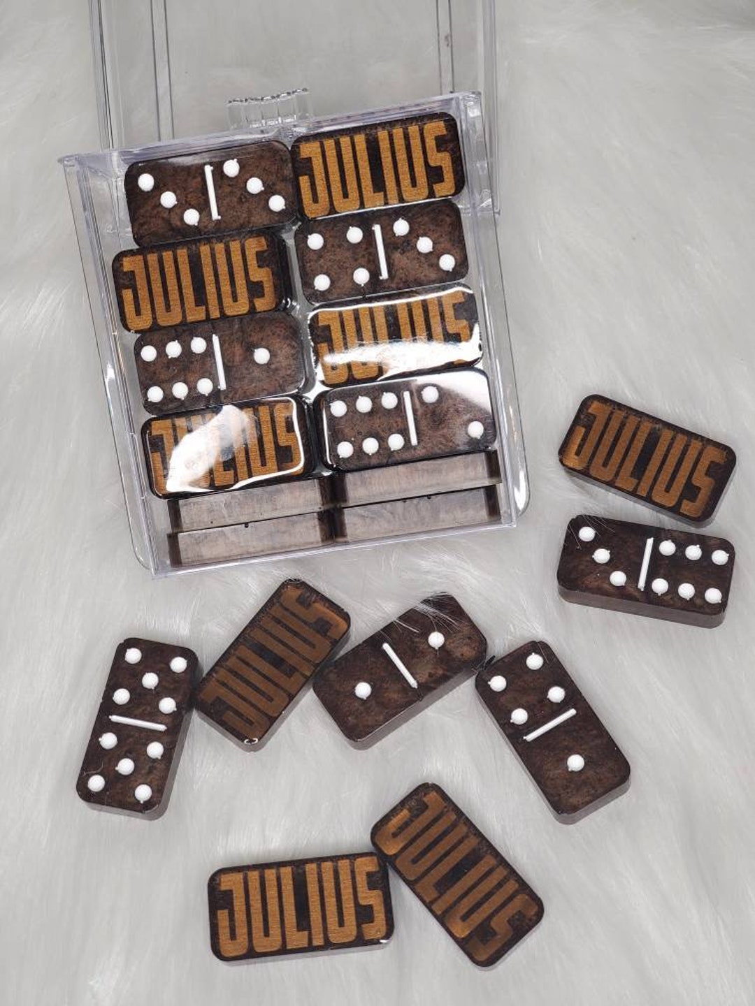Personalized Dominoes Set, Custom Name, Handmade Resin Art - Etsy