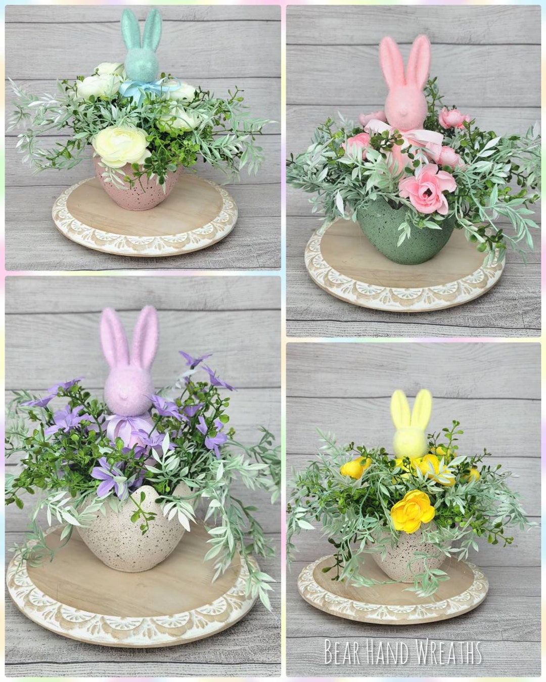 Flocked Easter Bunny Table Centerpiece, Easter Spring Floral ...