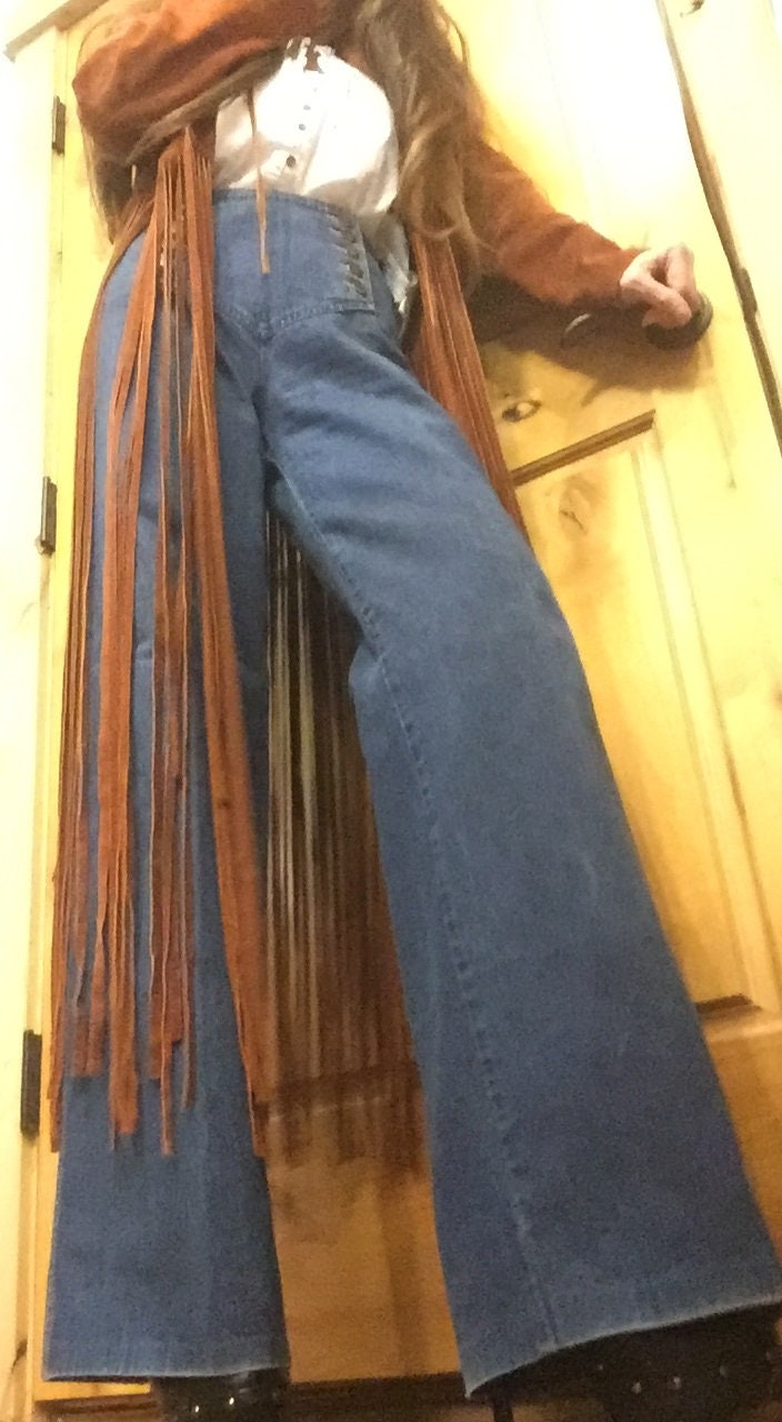 Long Leather 3 Foot Fringe Jacket Calf Length Very Rare Maxima Small - Etsy