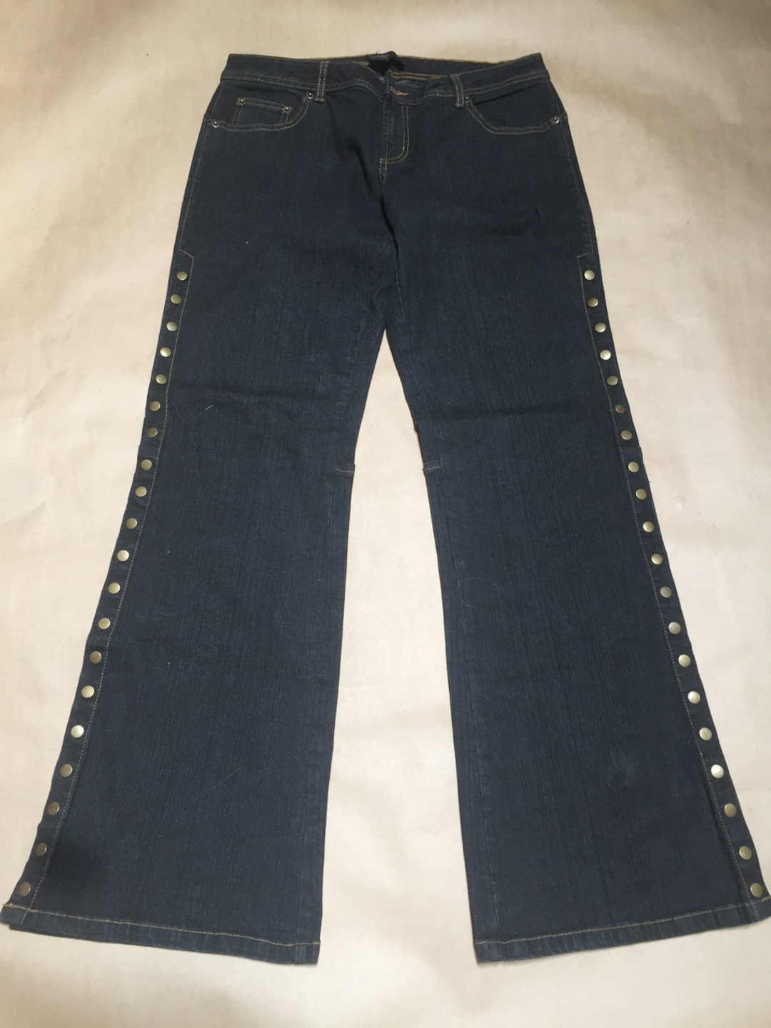Vintage Biker Jeans Black Heavy Denim Jeans Brass Snaps up the Both ...