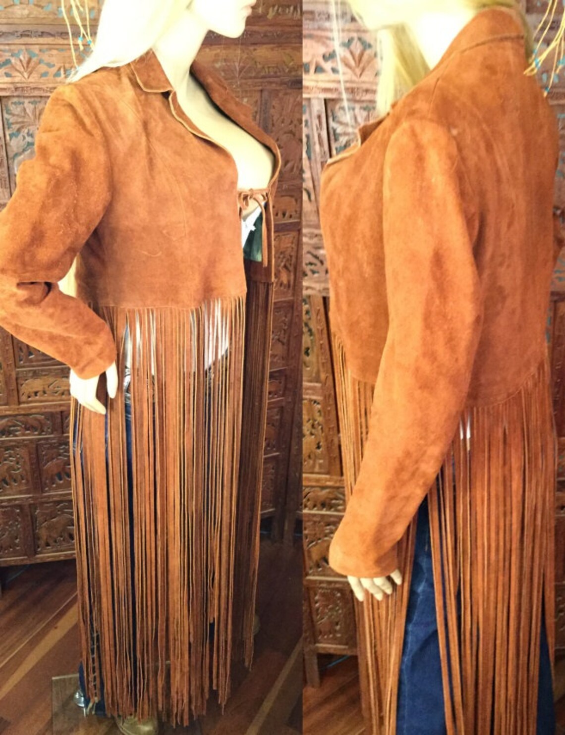 Long Leather 3 Foot Fringe Jacket Calf Length Very Rare Maxima Small - Etsy