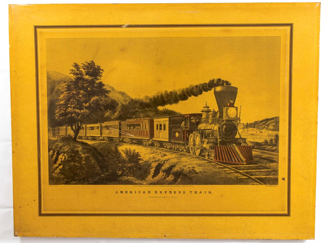Railroad Lithograph - AMERICAN EXPRESS TRAIN - 1846 - Currier and Ives ...