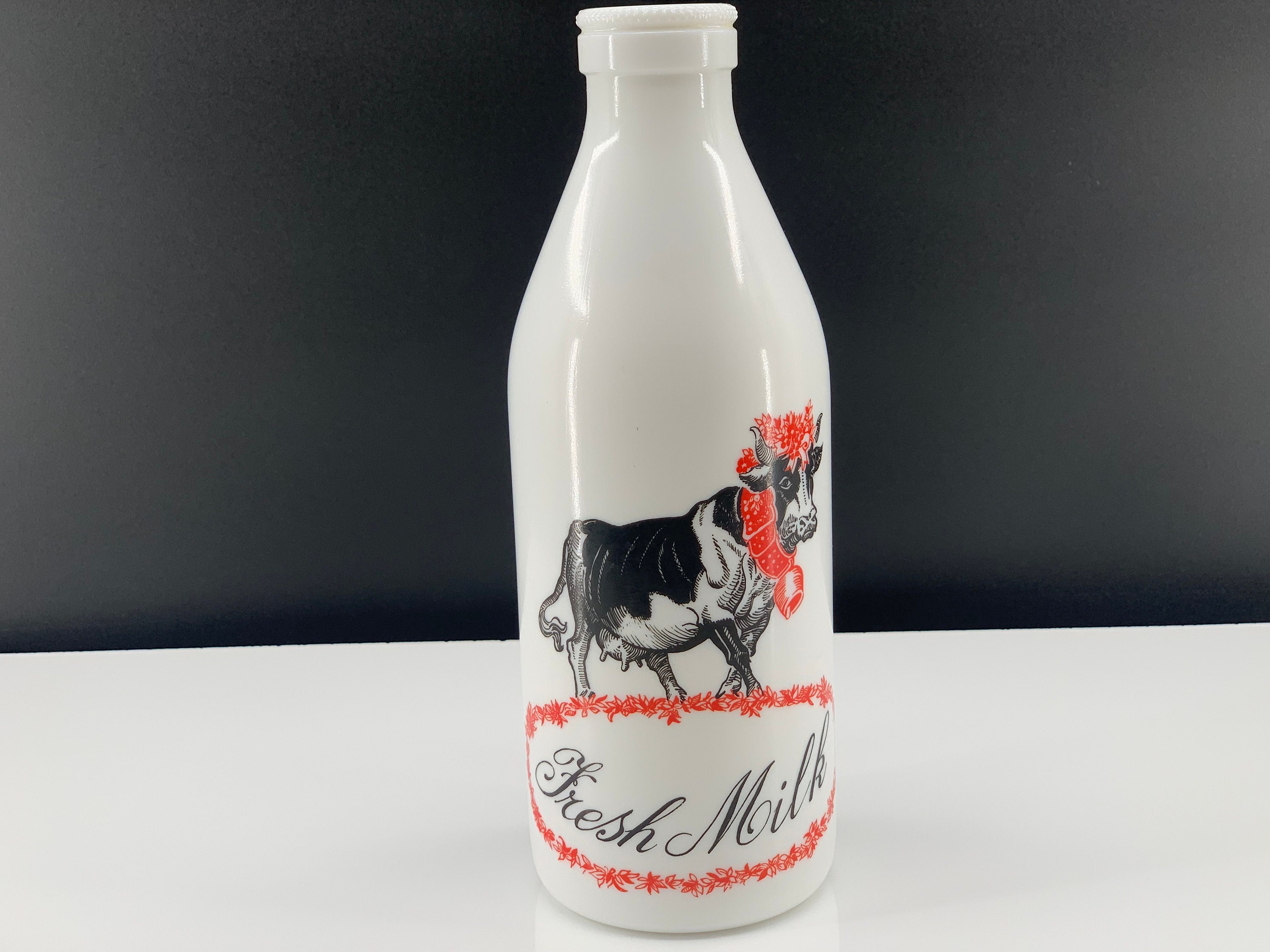 Milk Bottle - Milk Glass - Fresh Milk Bottle Made of White Glass - Cow ...