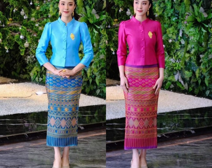 Asian Dress, Lao Traditional Dress, Thai-lao Dress,thai Dress, Lao ...