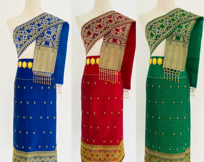 Set of Lao Traditional Dress, Each Set Including With 1 Skirt and 1 ...