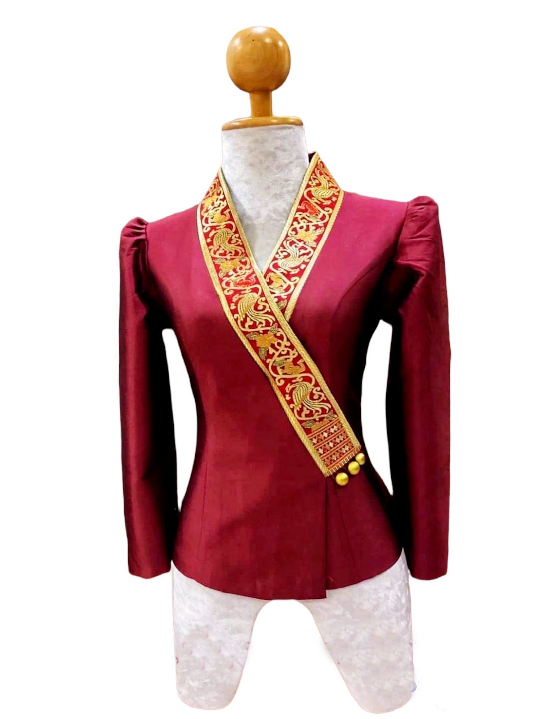 Asian Blouse, Lao Dress, Asian Lady Dress, Lao Clothing Size 42 - Etsy
