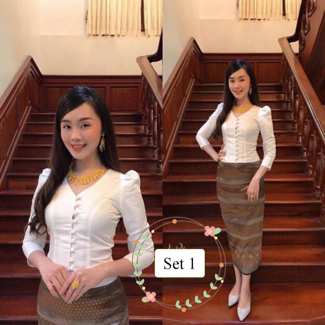 Asian Dress, Lao Traditional Dress, Thai-lao Dress,thai Dress, Lao ...
