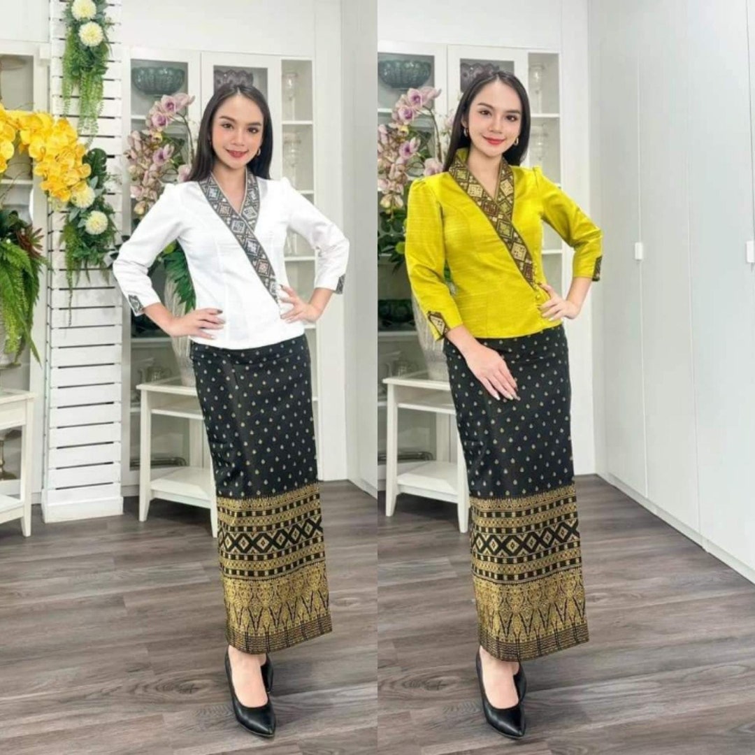 Asian Dress, Lao Traditional Dress, Thai-lao Dress,thai Dress, Lao ...