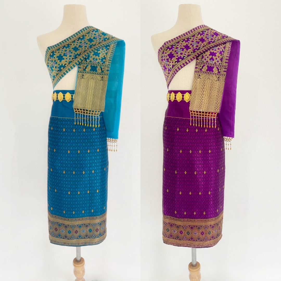 Set of Lao Traditional Dress, Each Set Including With 1 Skirt and 1 ...