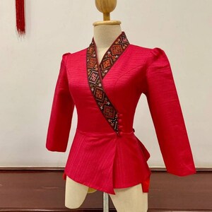 Asian Blouse, Lao Dress, Asian Lady Dress, Lao Clothing, Thai Dress ...