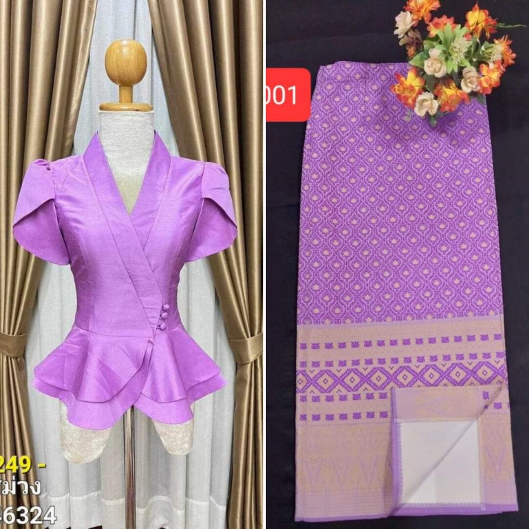 Asian Dress Lao Traditional Dress Thai-lao Dressthai Dress - Etsy