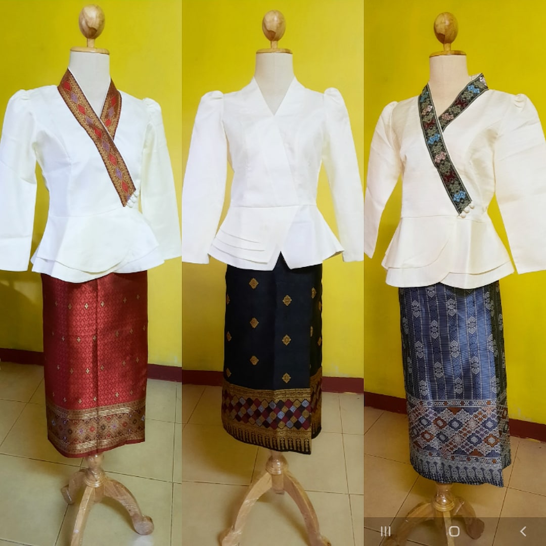 Asian Dress, Lao Traditional Dress, Thai-lao Dress,thai Dress, Lao ...