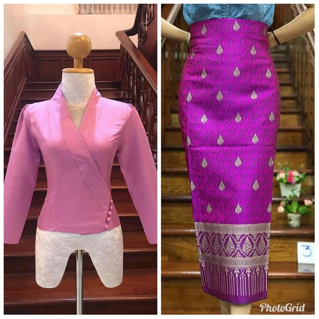 Asian Dress, Lao Traditional Dress, Thai-lao Dress,thai Dress, Lao ...