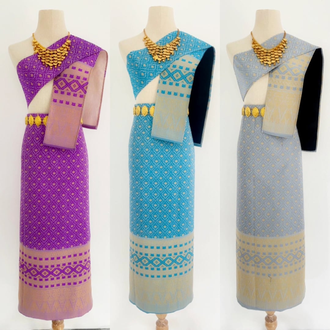 Set of Lao Traditional Dress, Each Set Including With 1 Skirt and 1 ...