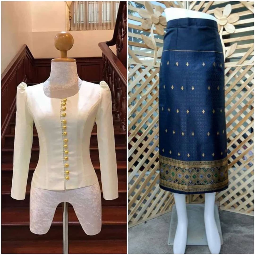 Asian Dress, Lao Traditional Dress, Thai-lao Dress,thai Dress, Lao ...