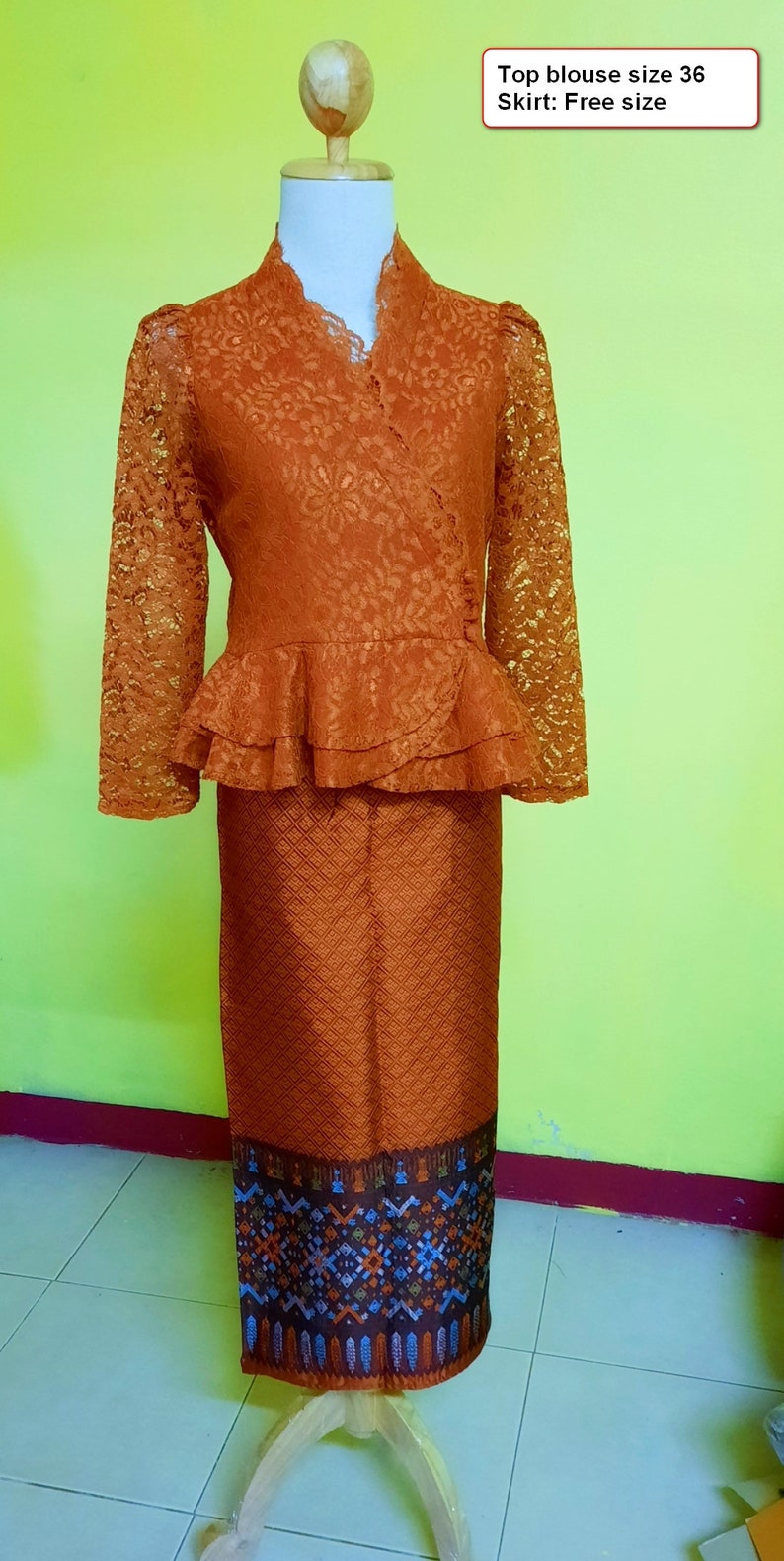 Asian Dress Lao Traditional Dress Thai-lao Dressthai Dress - Etsy