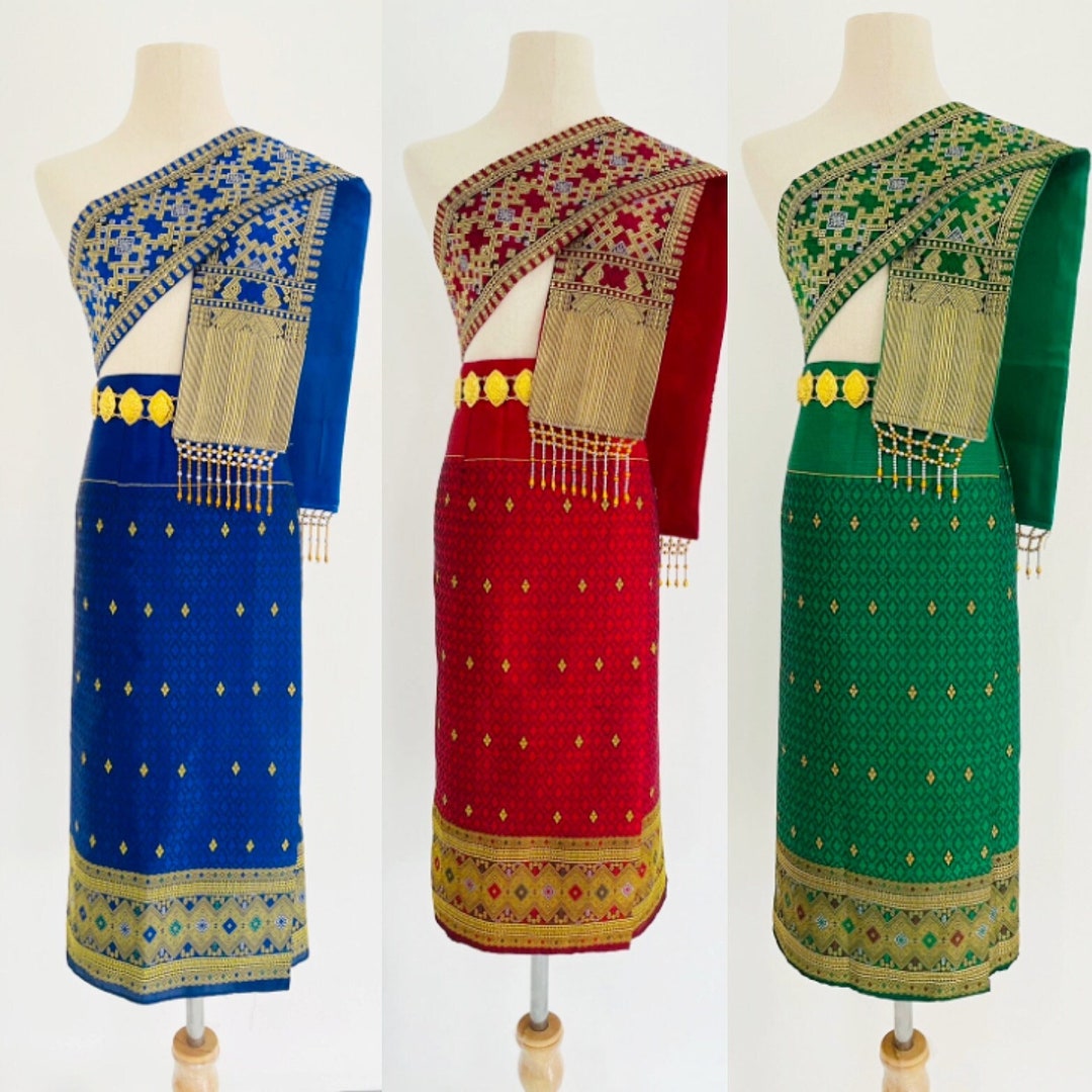 Set of Lao Traditional Dress, Each Set Including With 1 Skirt and 1 ...