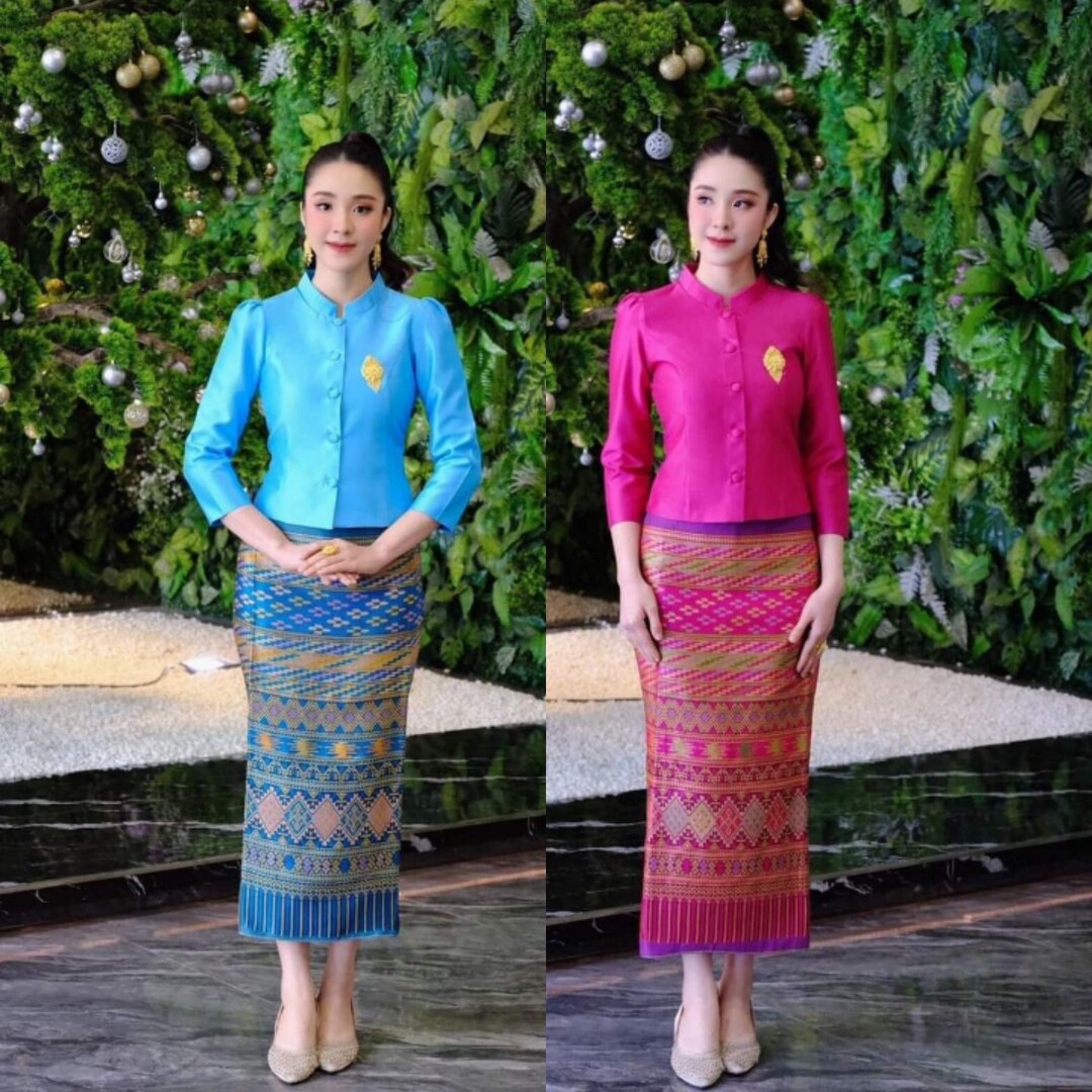 Asian Dress, Lao Traditional Dress, Thai-lao Dress,thai Dress, Lao ...
