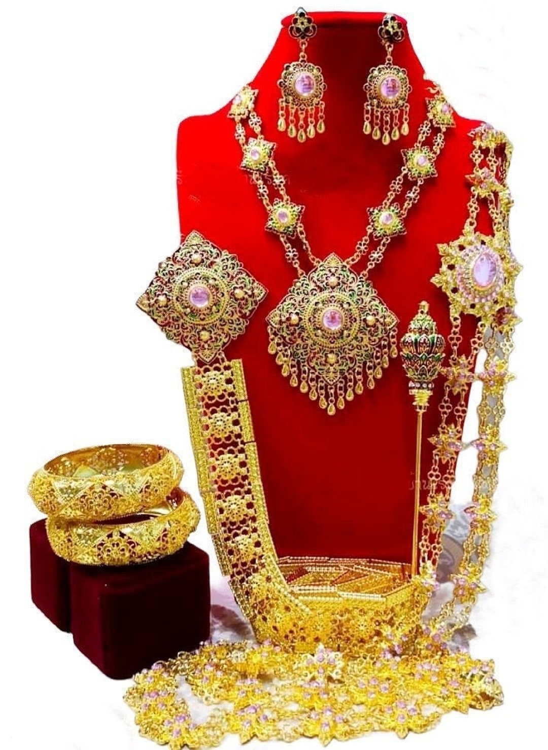 Wedding/dancing Thai/khmer Jewelry Set, Wedding Jewelry Set,metal Chain ...