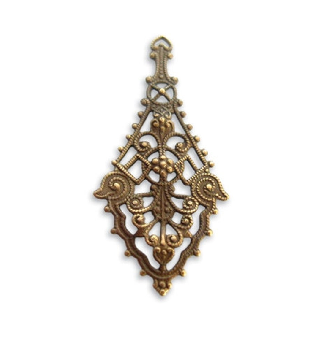 Vintaj Brass Etruscan Filigree Drop - Etsy