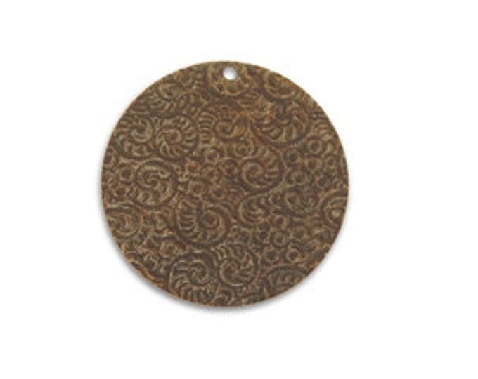 Vintaj Brass Embossed Swirls Disc, Brass Pendant Disc, Etched Disc ...