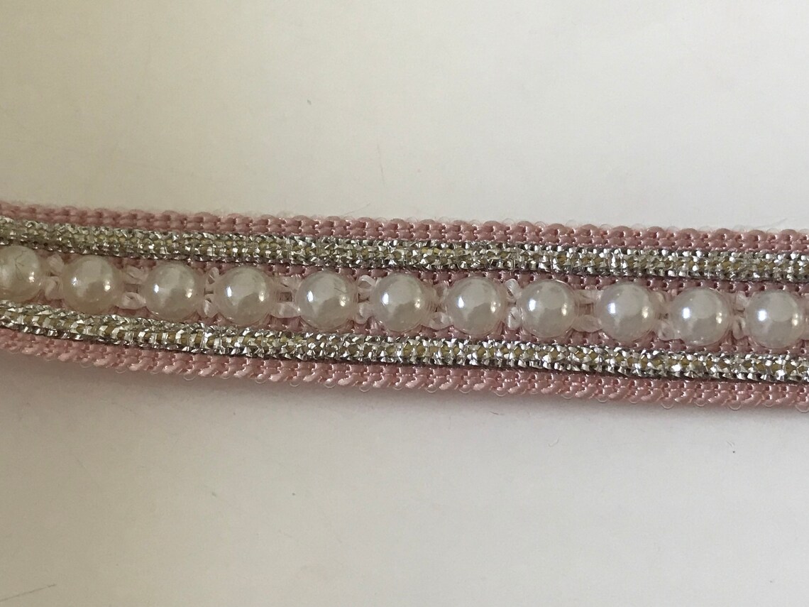 Beaded ribbon pearl stripe bead ribbon to sew | Etsy