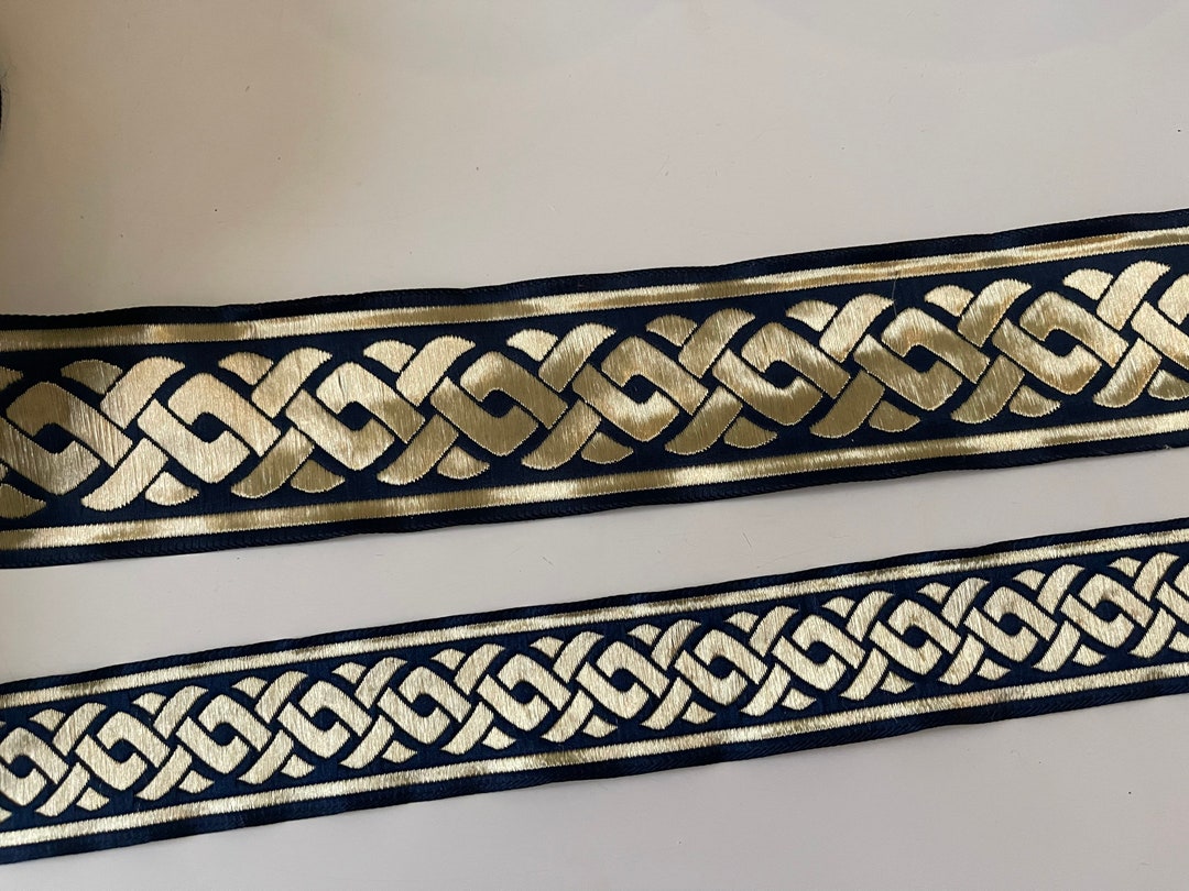 Medieval Braid, Medieval Ribbon 3.5 Cm Golden Blue 5 Cm, - Etsy