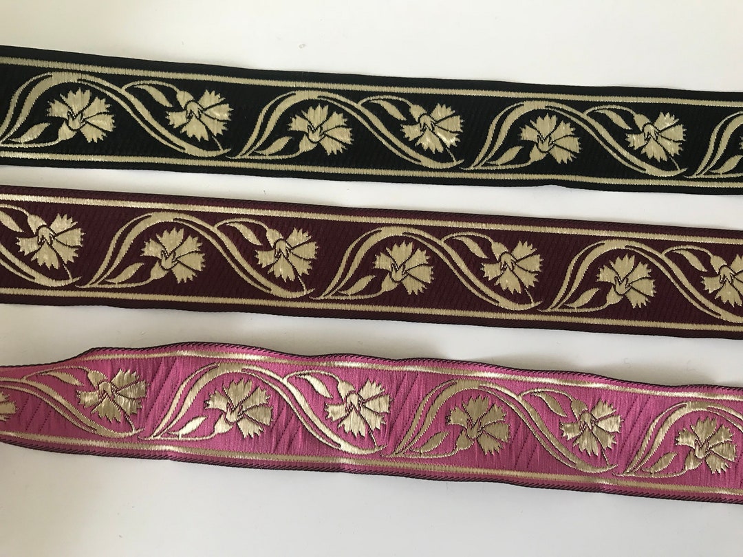 Medieval Braid, Medieval Ribbon 3.5 Cm Burgundy Gold Very Wide, Black ...