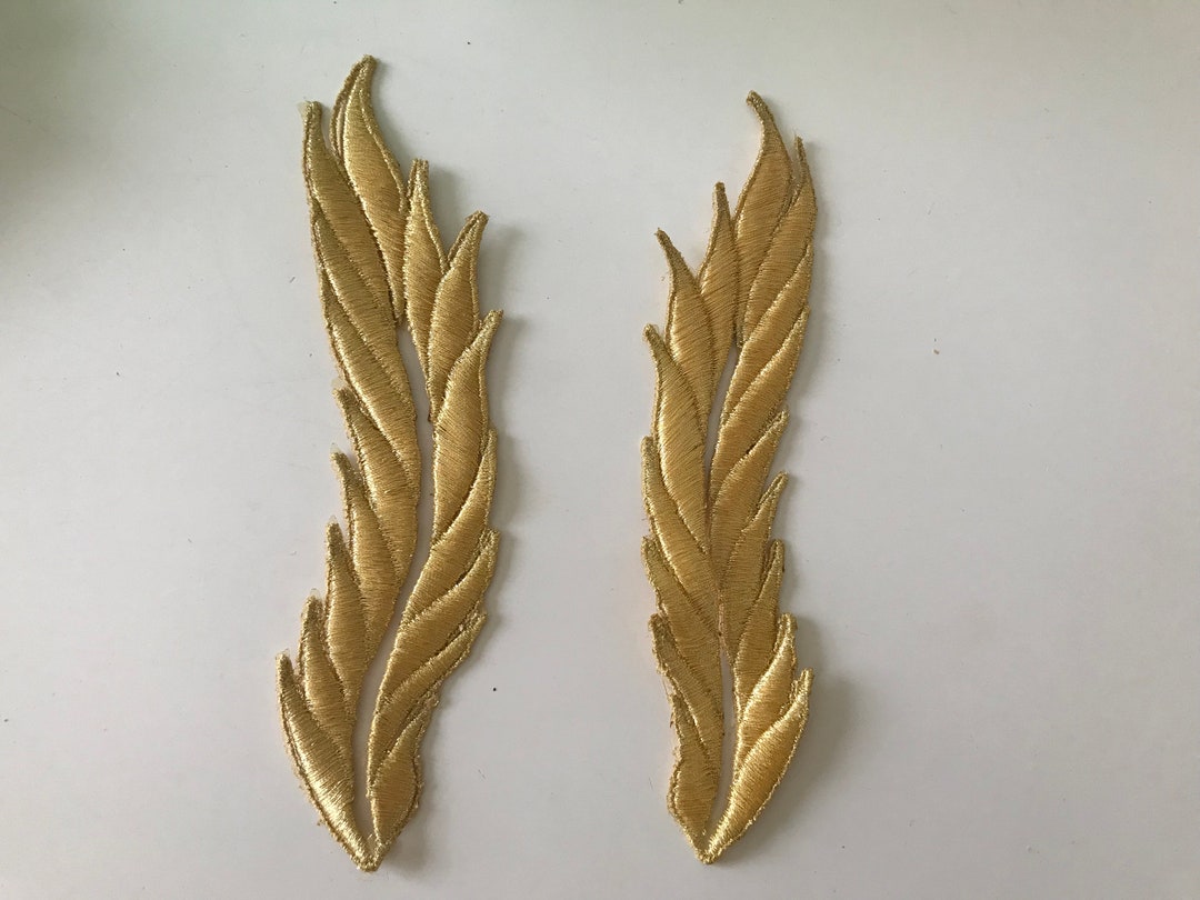 Gold Leaf Embroidery, Gold Applique, Gold Embroidery, - Etsy