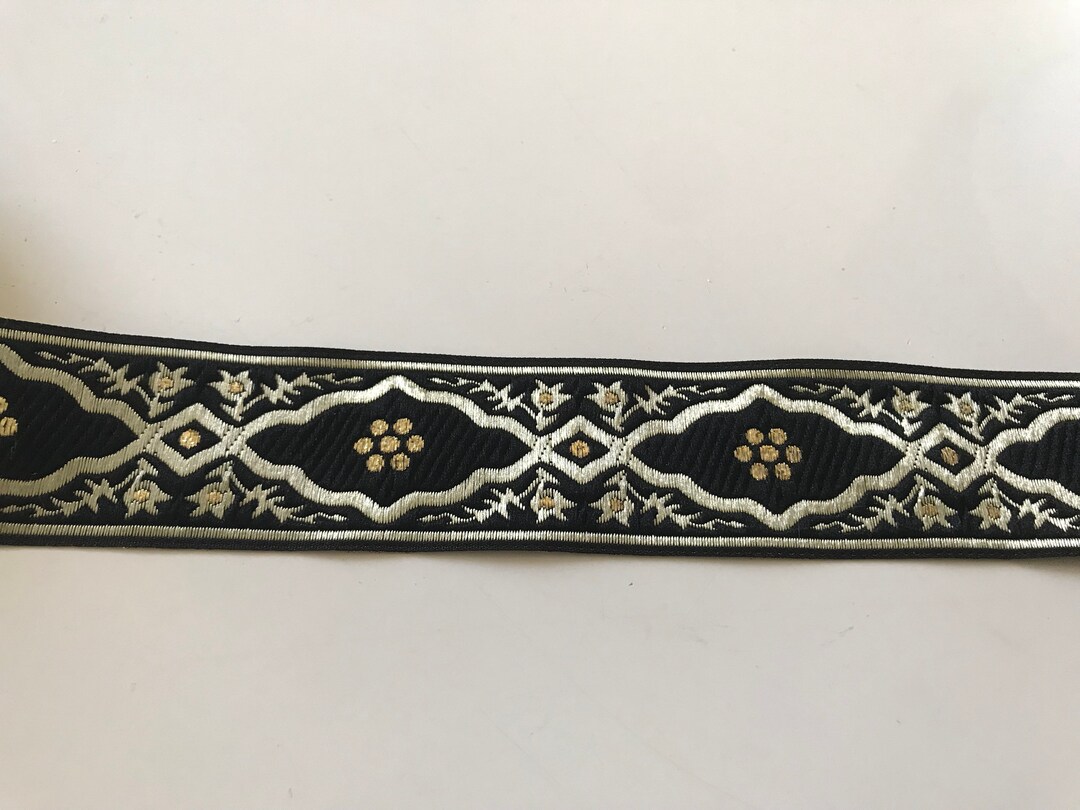 Medieval Braid, Medieval Ribbon 3.5 Cm Black Gold Very Wide - Etsy