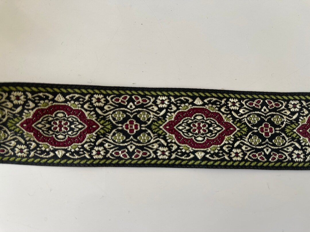 Medieval Braid Medieval Ribbon 3.5 Cm Burgundy Green Ethnic Braid - Etsy