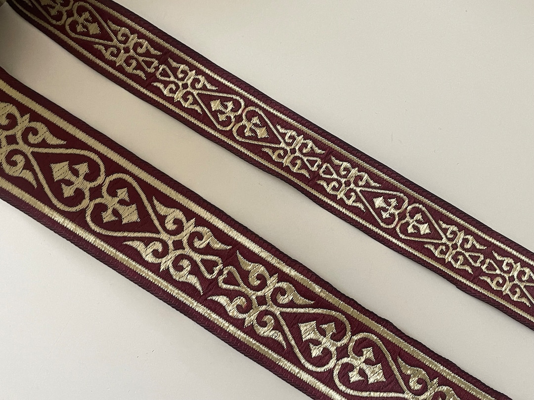 Burgundy and Gold Gothic Medieval Ribbon - Etsy UK