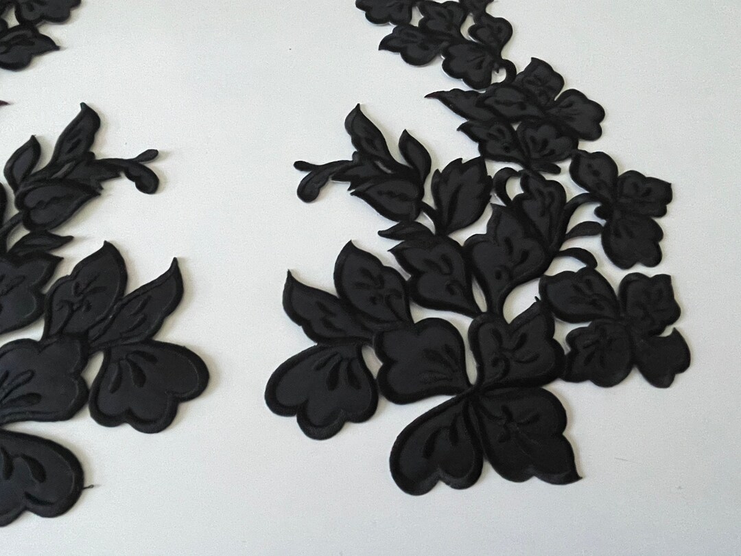 Iron-on Applique, Black Applique, Gold Embroidery, - Etsy
