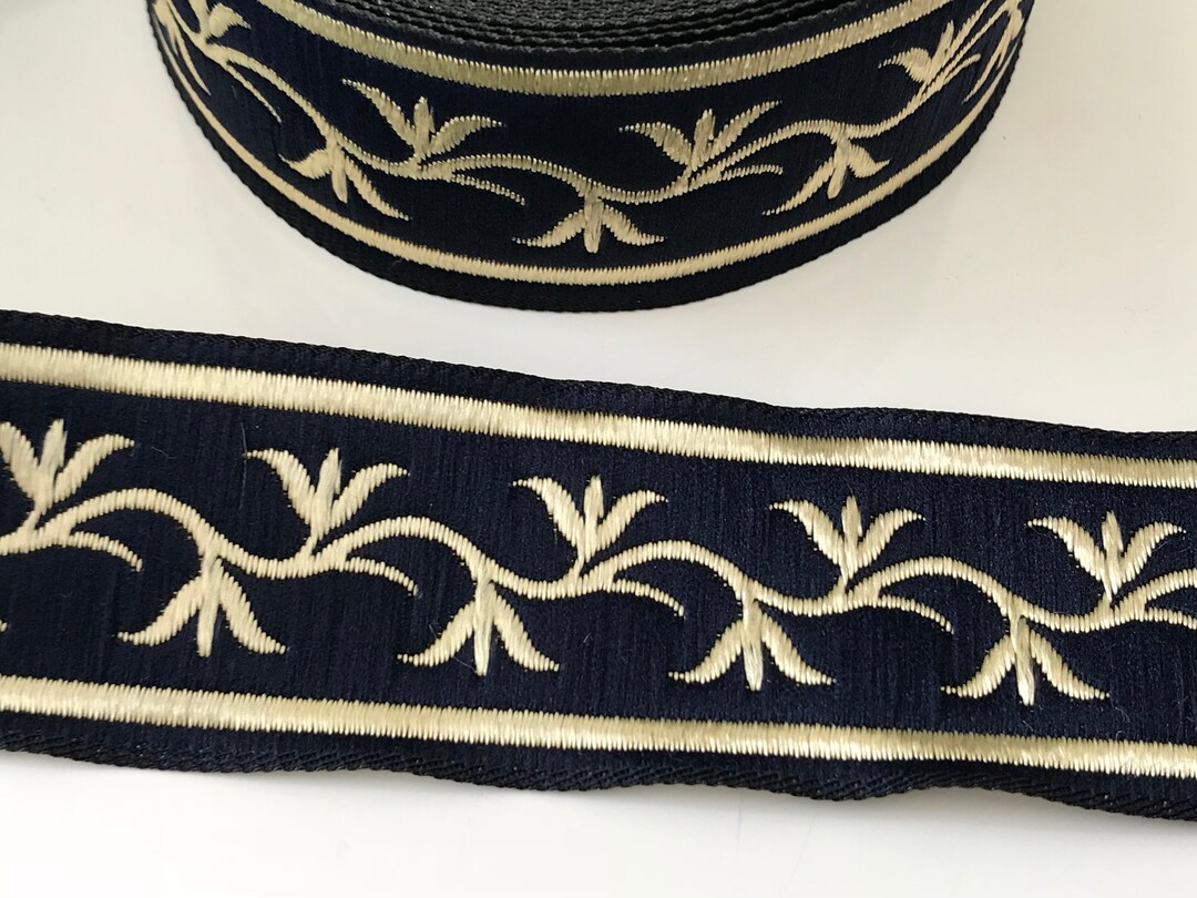 Medieval Braid, Medieval Ribbon 3.5 Cm Navy Blue Gold Very Wide - Etsy