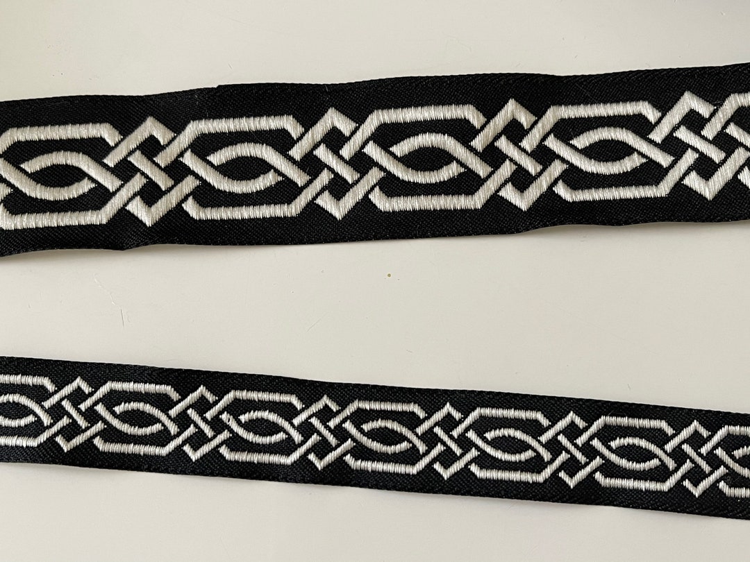 Black and Silver Medieval Ribbon, Black and Silver Medieval Braid - Etsy
