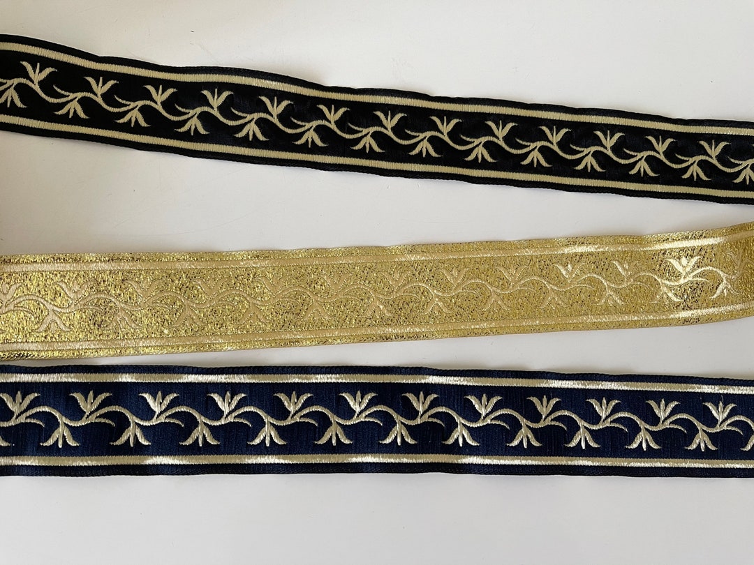 Medieval Braid, Medieval Ribbon 3.5 Cm Very Wide Gold, Black Gold - Etsy