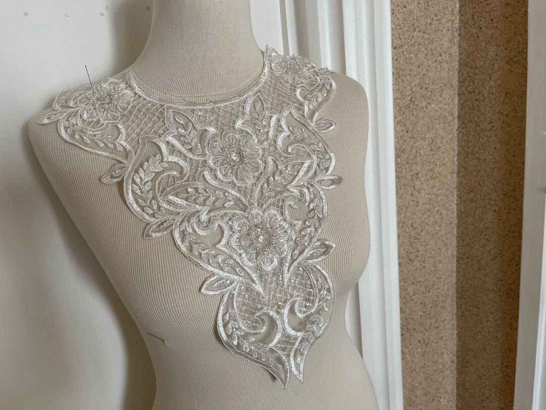 Pearl White Plastron, Plastron, Pearl Embroidery, Pearl Bustier, Bridal ...