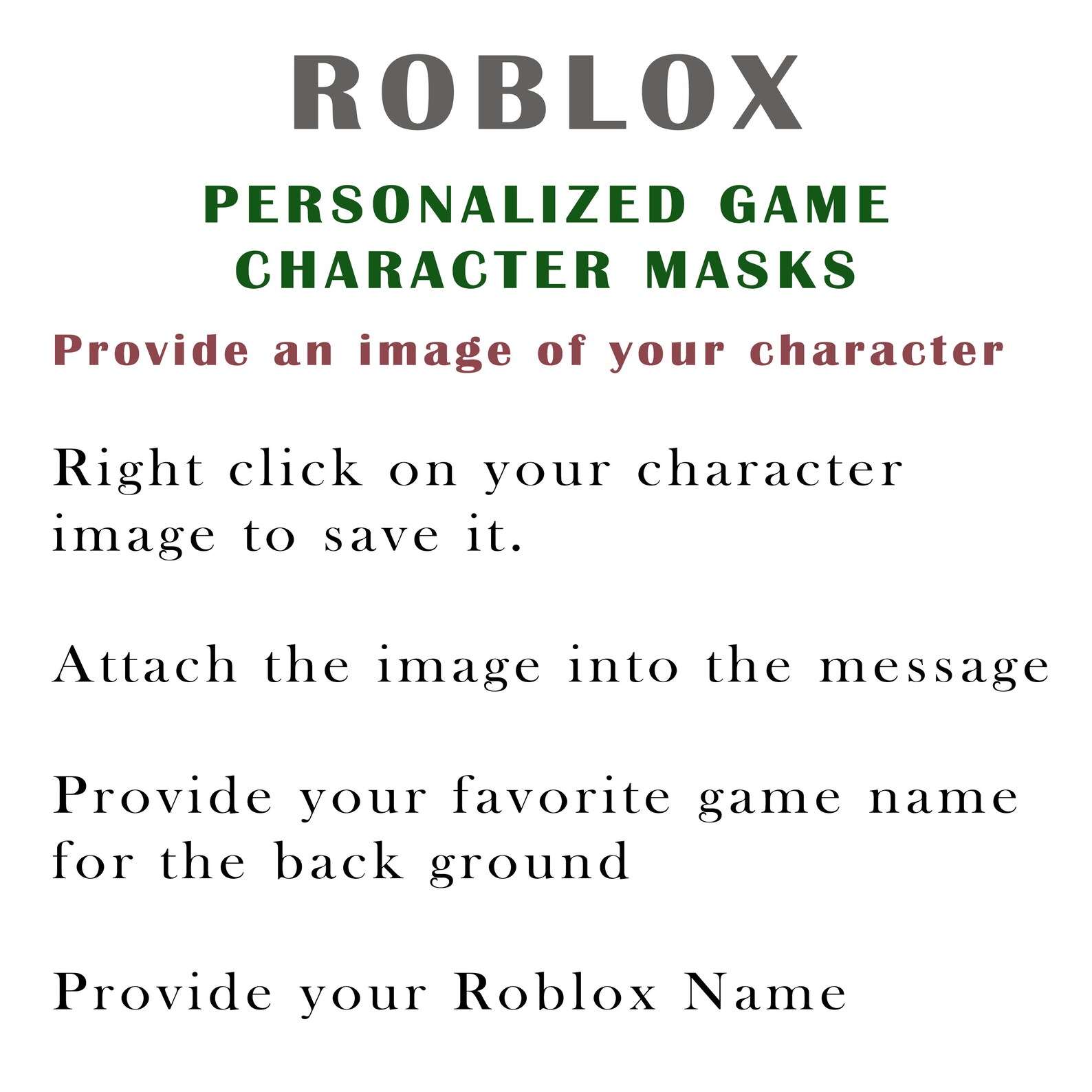 ROBLOX Personalized Face Masks Game Character With Favorite | Etsy